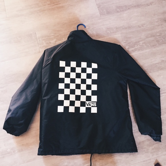 Vans | Jackets & Coats | Authentic Vans Black Checkerboard Jacket ...